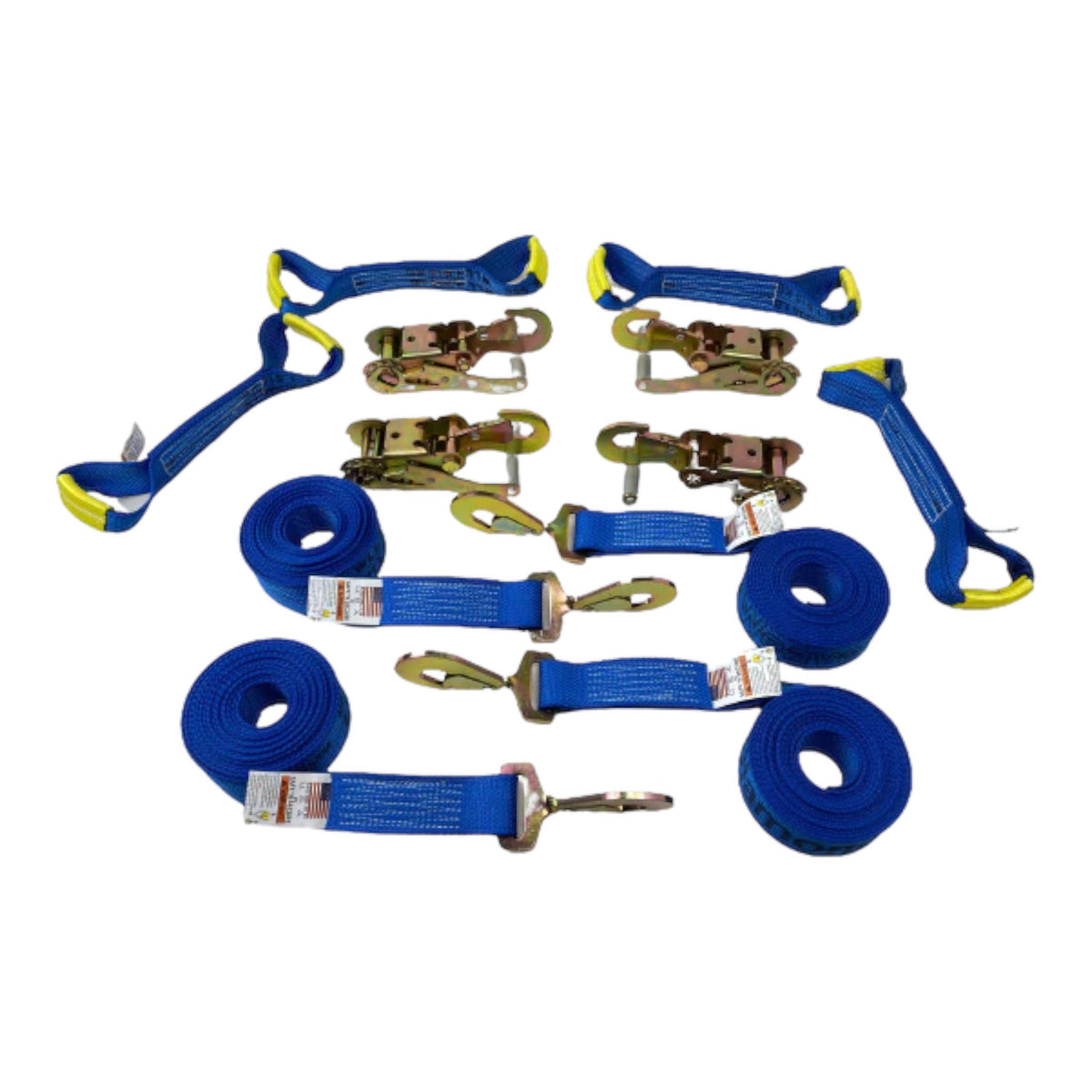 8 PT DiamondWeave™ FLATBED/ROLLBACK 14' CAR TIEDOWN TWISTED SNAP HOOK